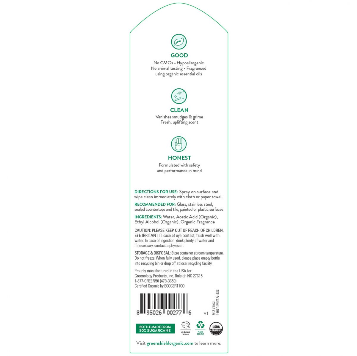Organic Glass Cleaner in Fresh Mint – Greenshield Organic